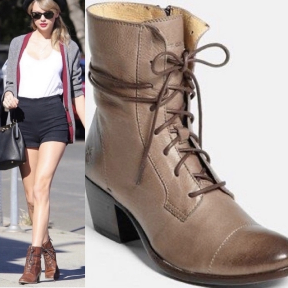 Frye Courtney Tan Brown Antique Style Lace Up Boots S… - Gem